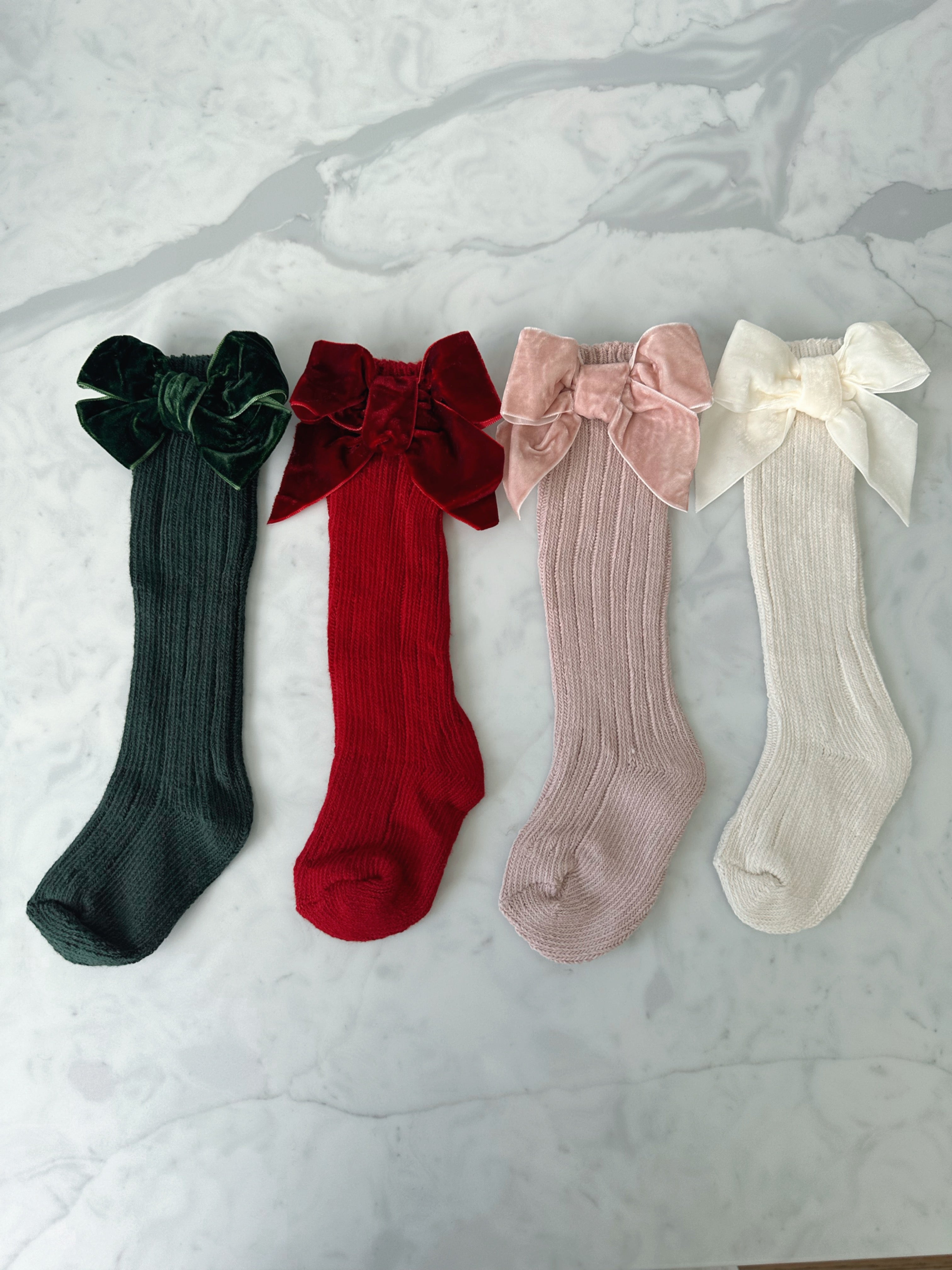 Knee High Cable Knit Bow Socks – Babyccino Bear